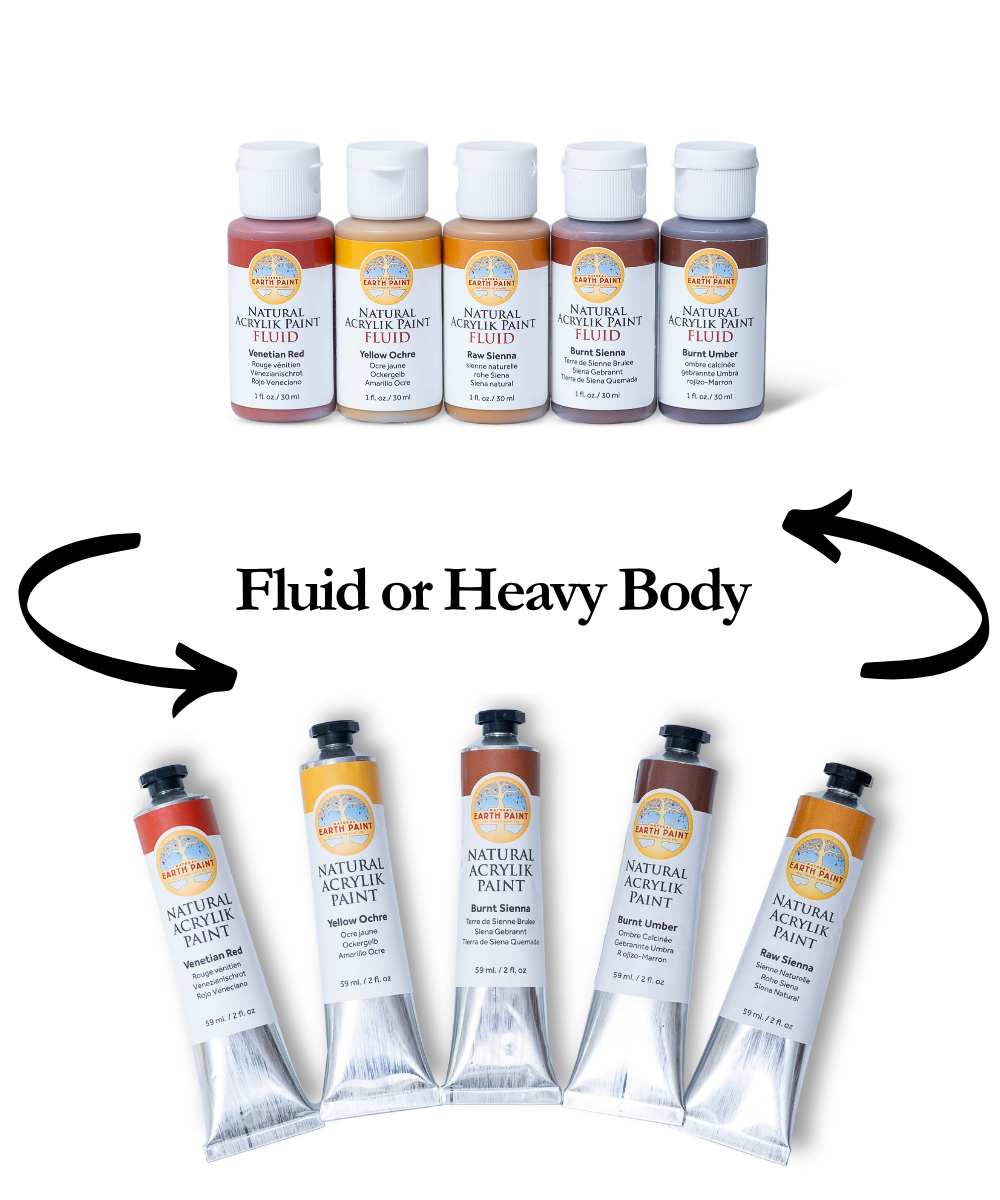 French Earth Colors Acrylik Paint Set - Fluid or Heavy Body – Natural ...